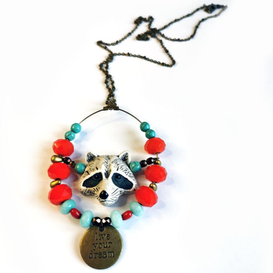 Boucles d'oreilles animal totem petits pandas et roses